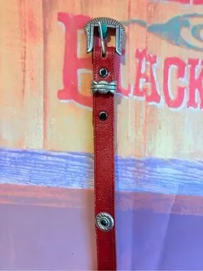 Vintage | Accessories | Vintage Red Leather Western Concho Belt Skinny ...